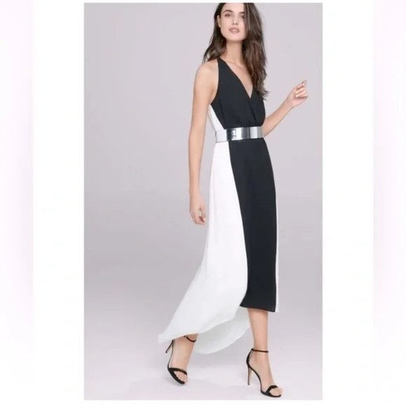 Express | Dresses | Express Colorblock Maxi Dress Black White High Low ...